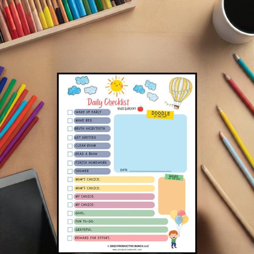 Daily Checklist Kids Edition: Empower Your Kids with Productivity ...