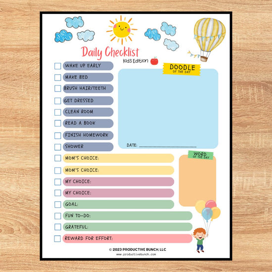 Daily Checklist Kids Edition: Empower Your Kids with Productivity ...